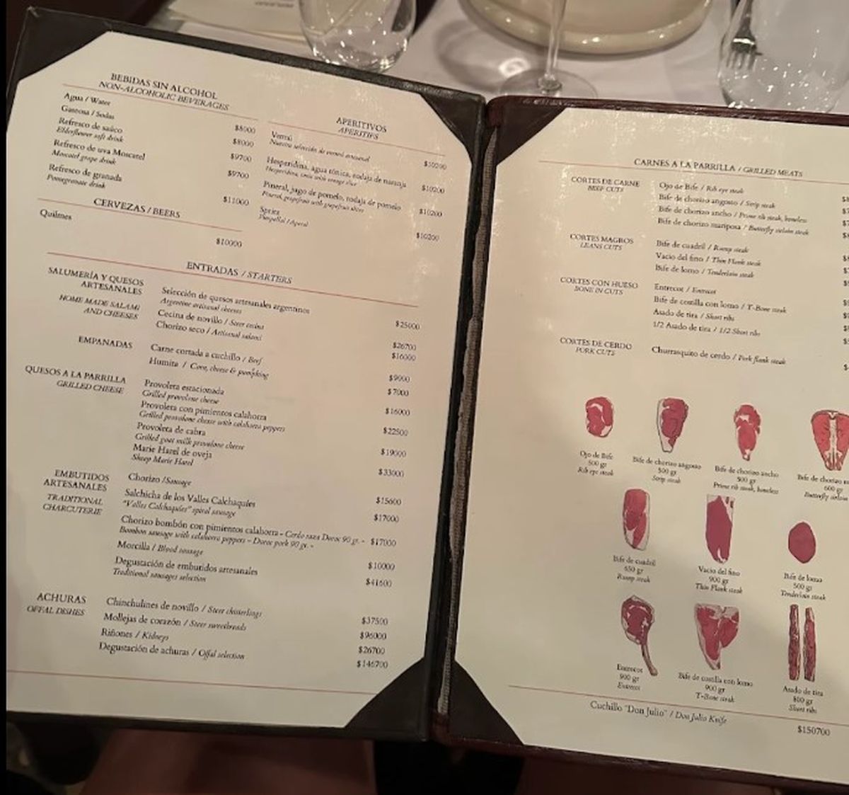 Cuánto sale una porción de vacío en la parrilla Don Julio en mayo 2025