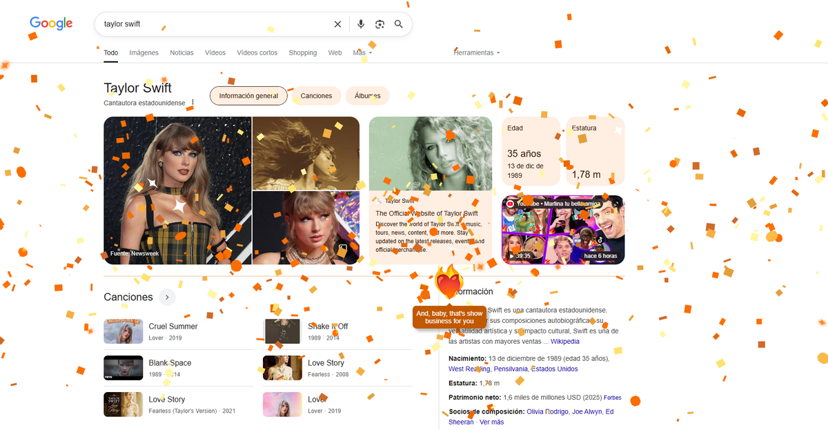 El juego interactivo de Taylor Swift en Google para celebrar su nuevo ...