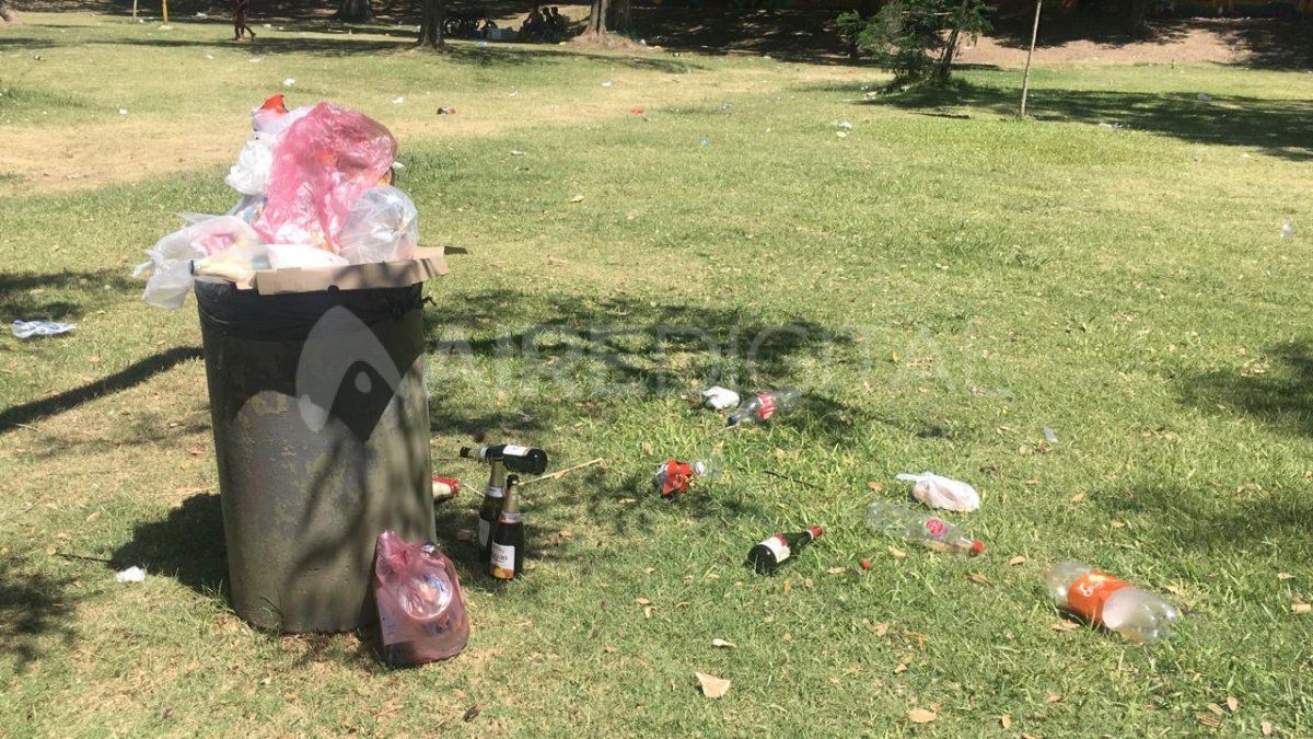El primer día del año dejó toneladas de basura acumulada en el Parque ...