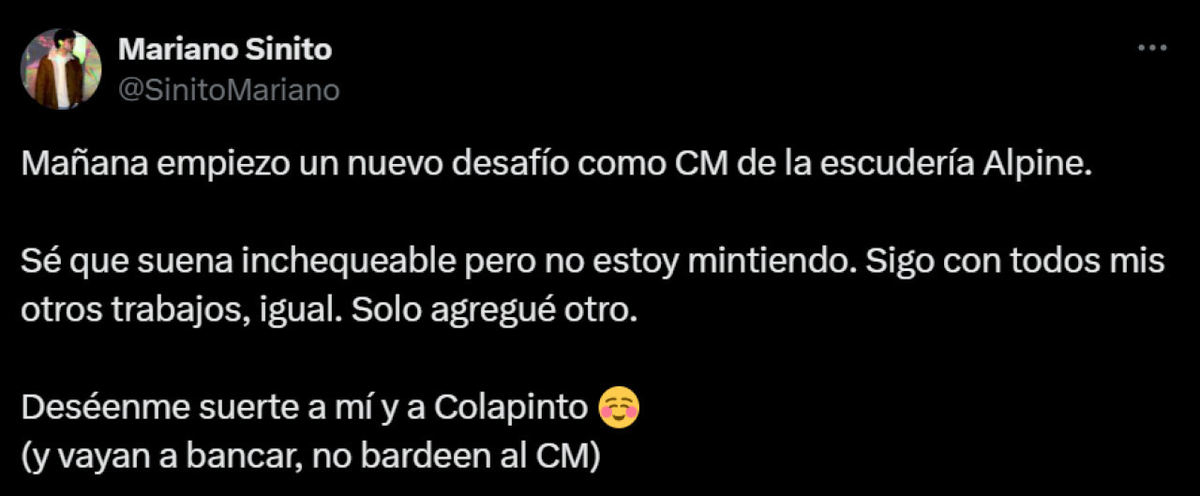 Nació en Santa Fe, conoció a Diego Maradona y ahora es el CM de Alpine ...