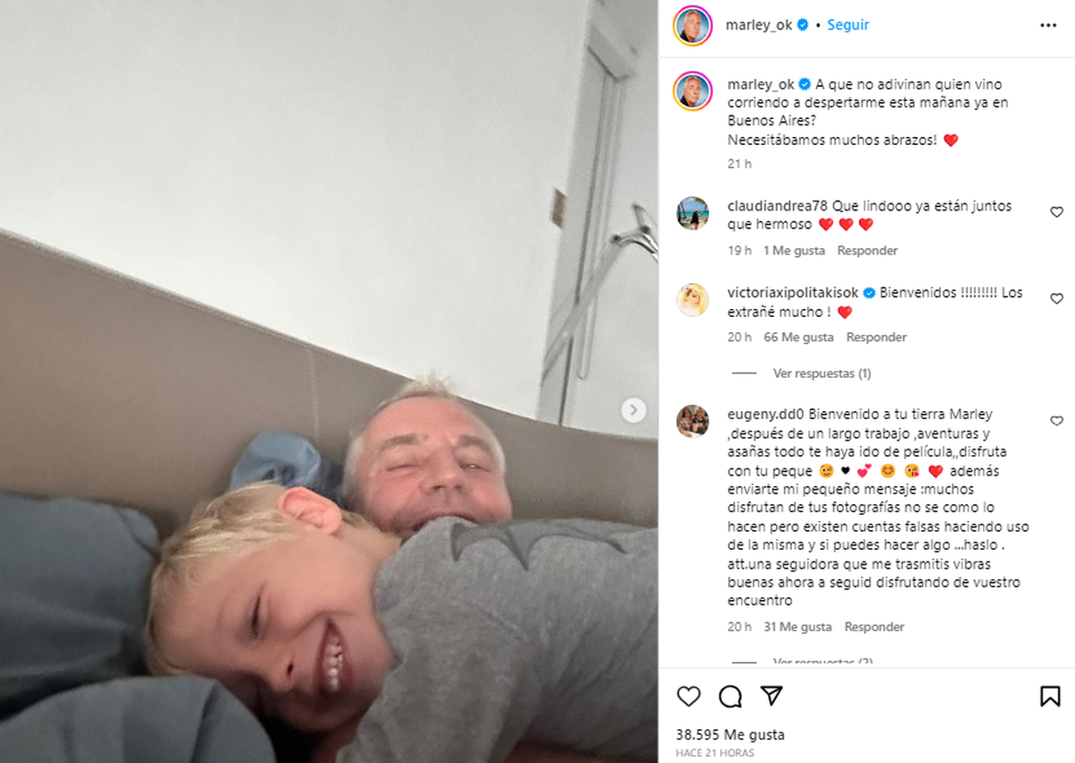 Las primeras fotos de Marley tras su regreso a la Argentina