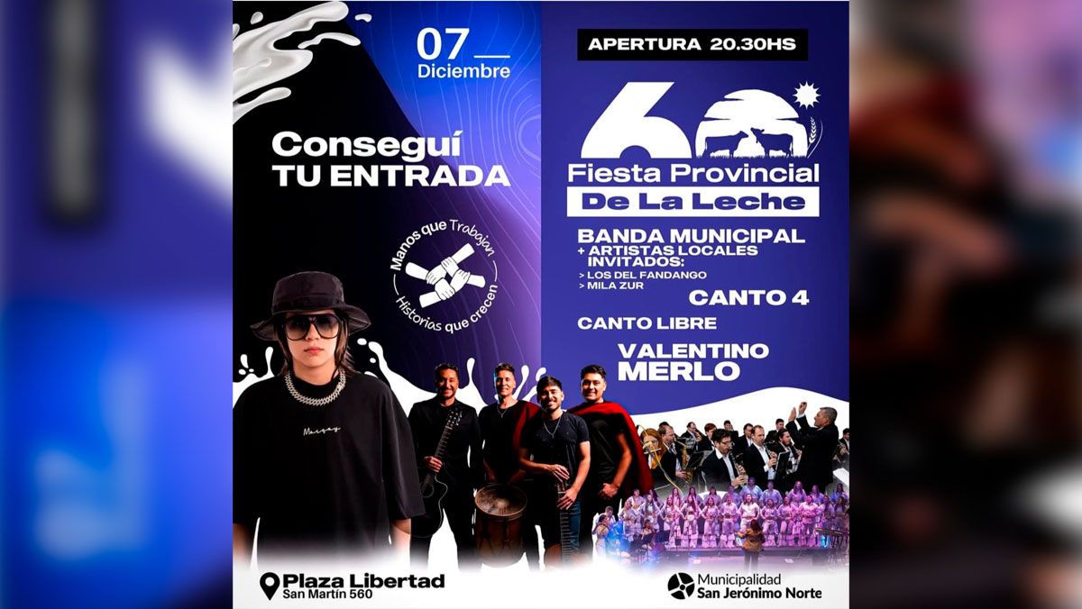 San Jerónimo Norte ya palpita la 60° Fiesta Provincial de la Leche