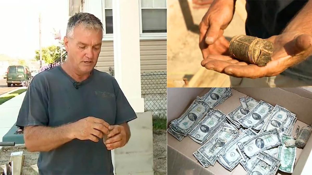 Encontró paquetes con dólares de 1934 mientras trabajaba en su jardín