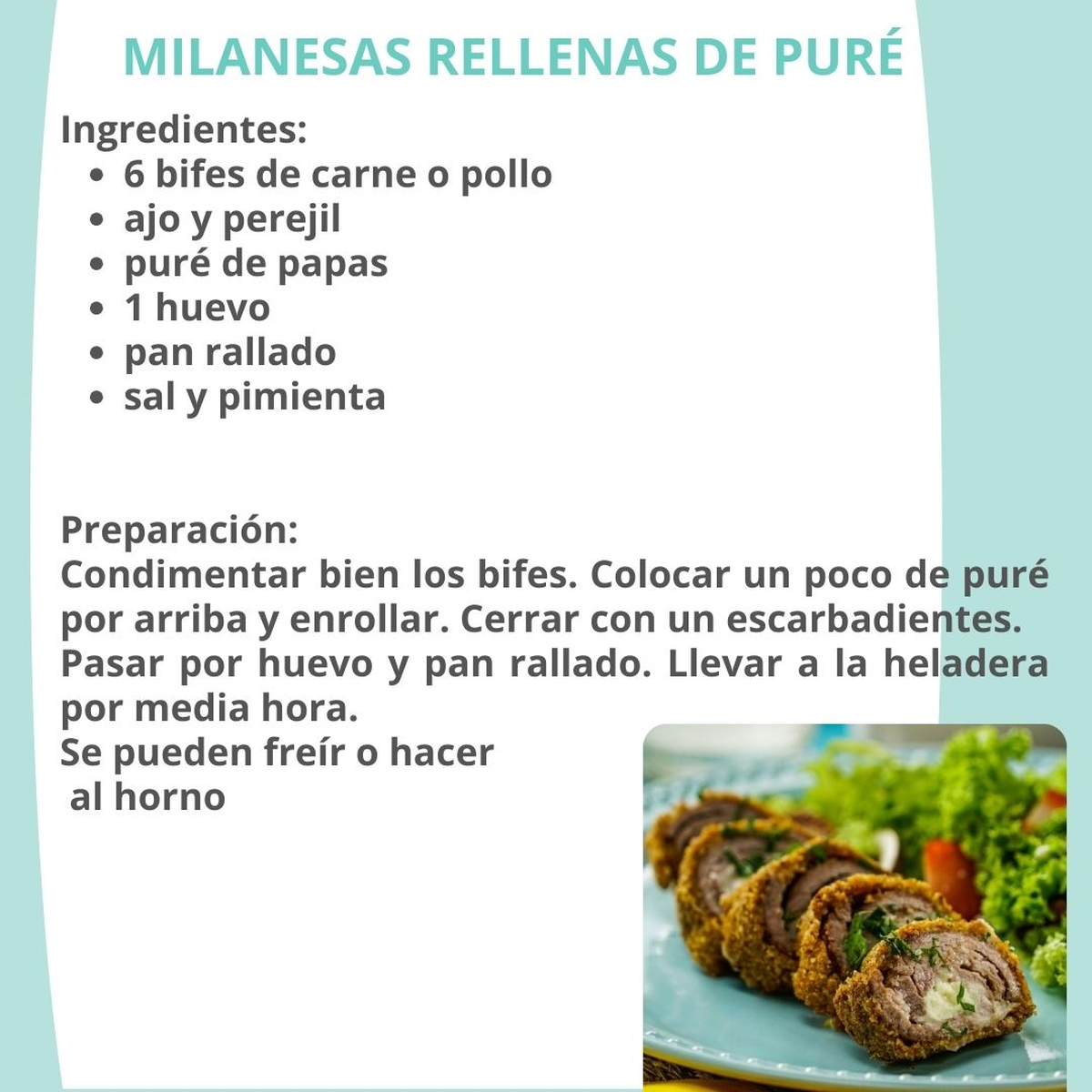 Receta de milanesas rellenas de puré de papas: cómo hacerlas en casa fácil y rápido