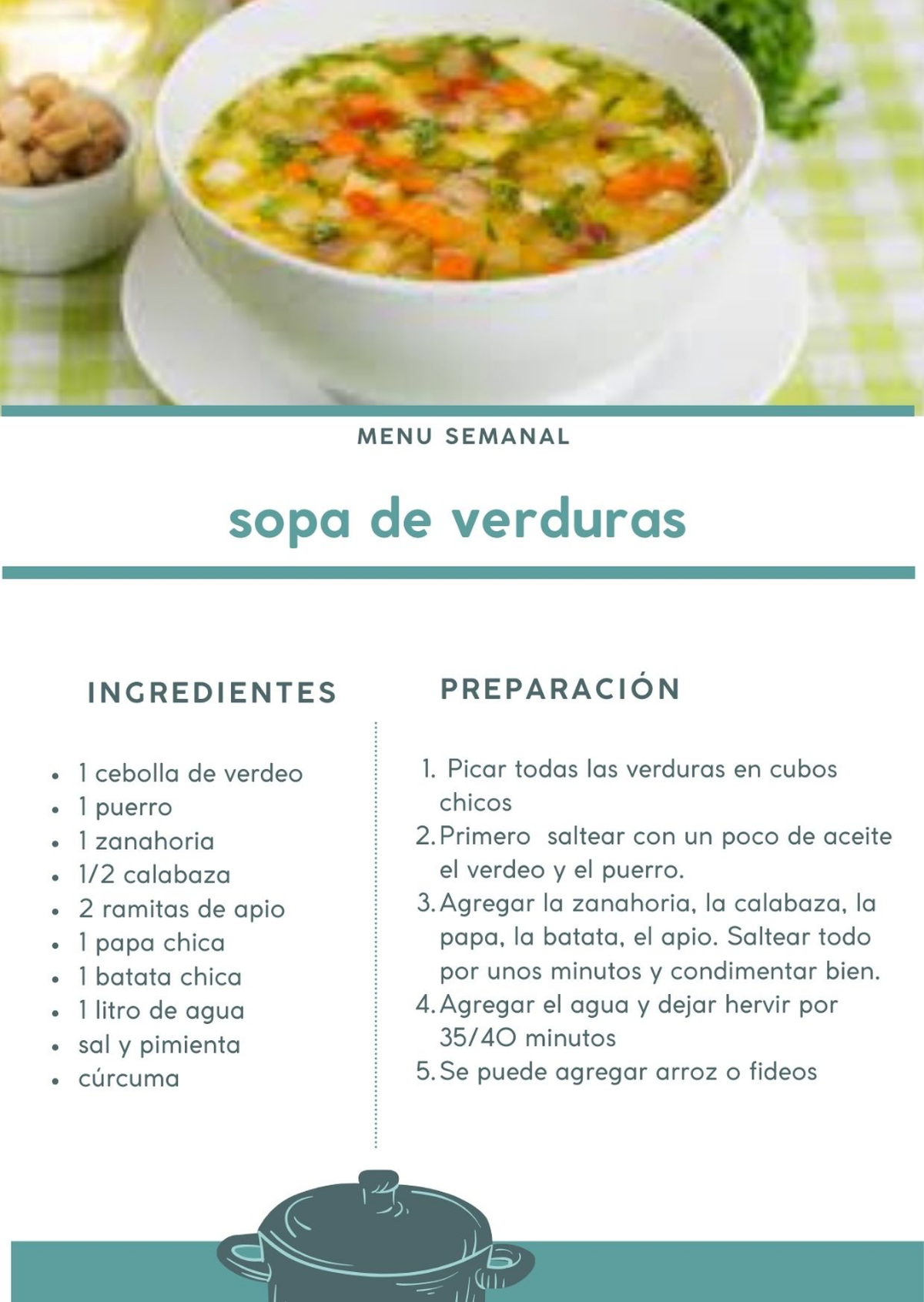 Sopa de verduras: la receta sencilla y con pocos ingredientes que es ...