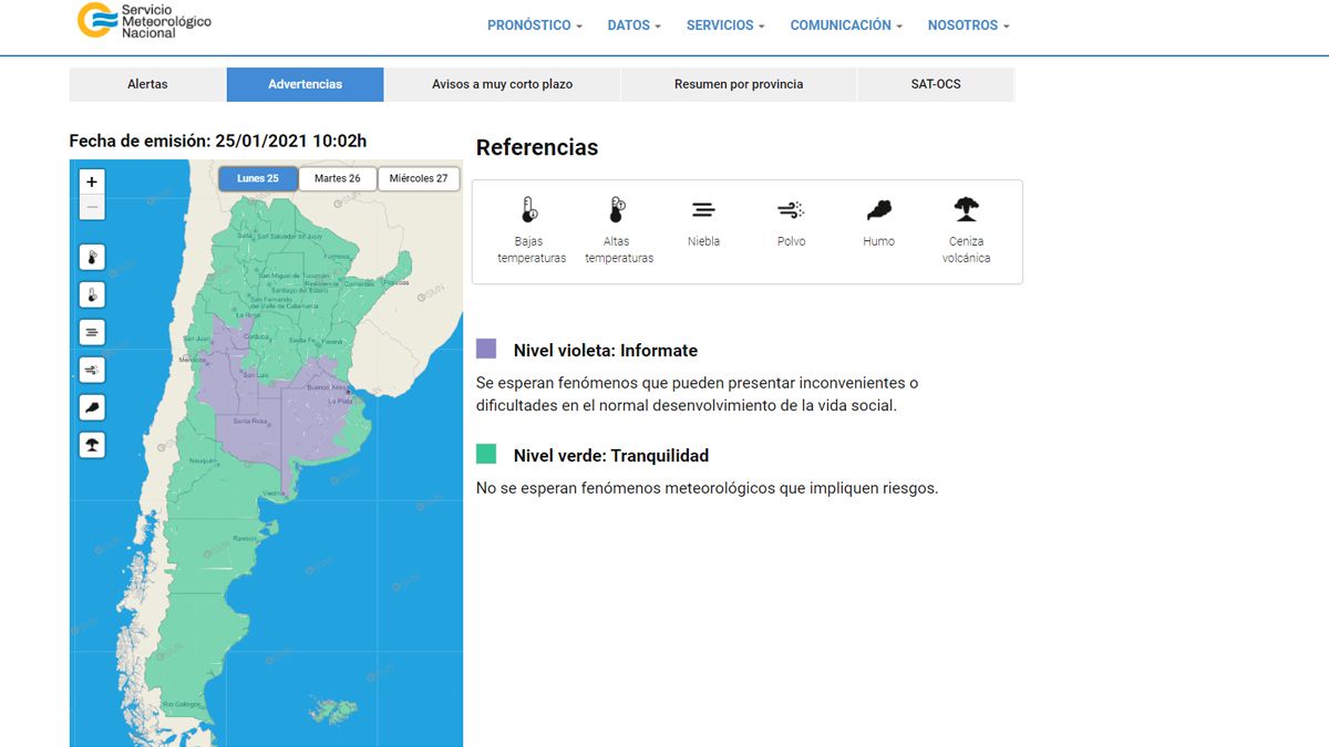 Alerta violeta: qué significa el color que eligió el SMN para advertir ...