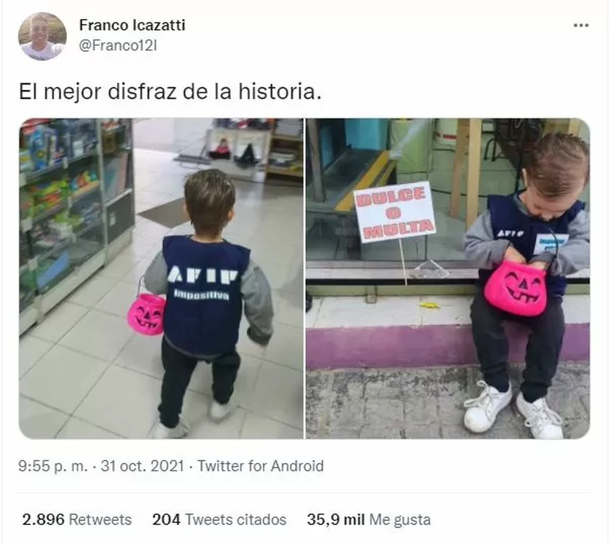 Halloween: el disfraz de la AFIP que se volvió viral
