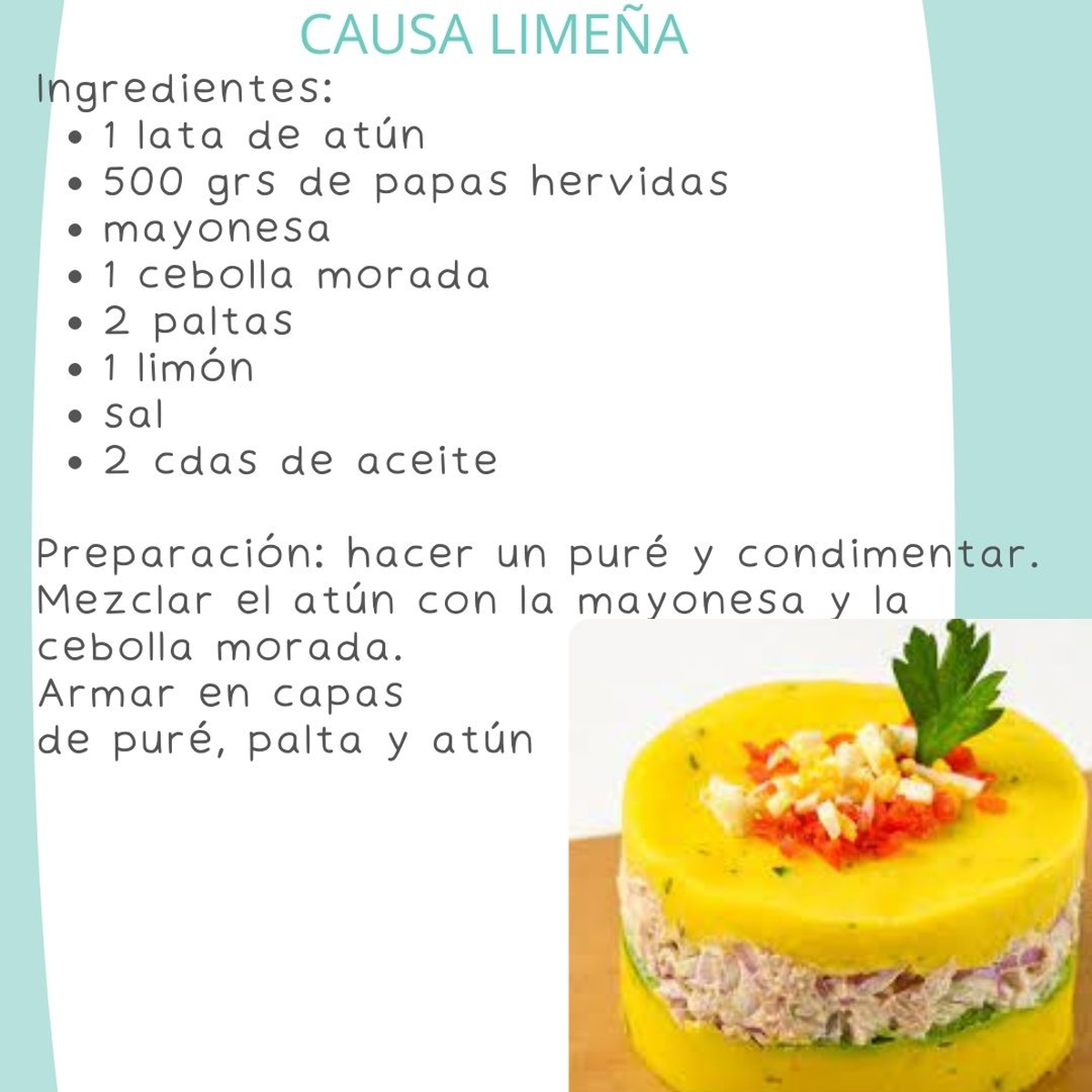 Cómo hacer causa limeña con pocos ingredientes