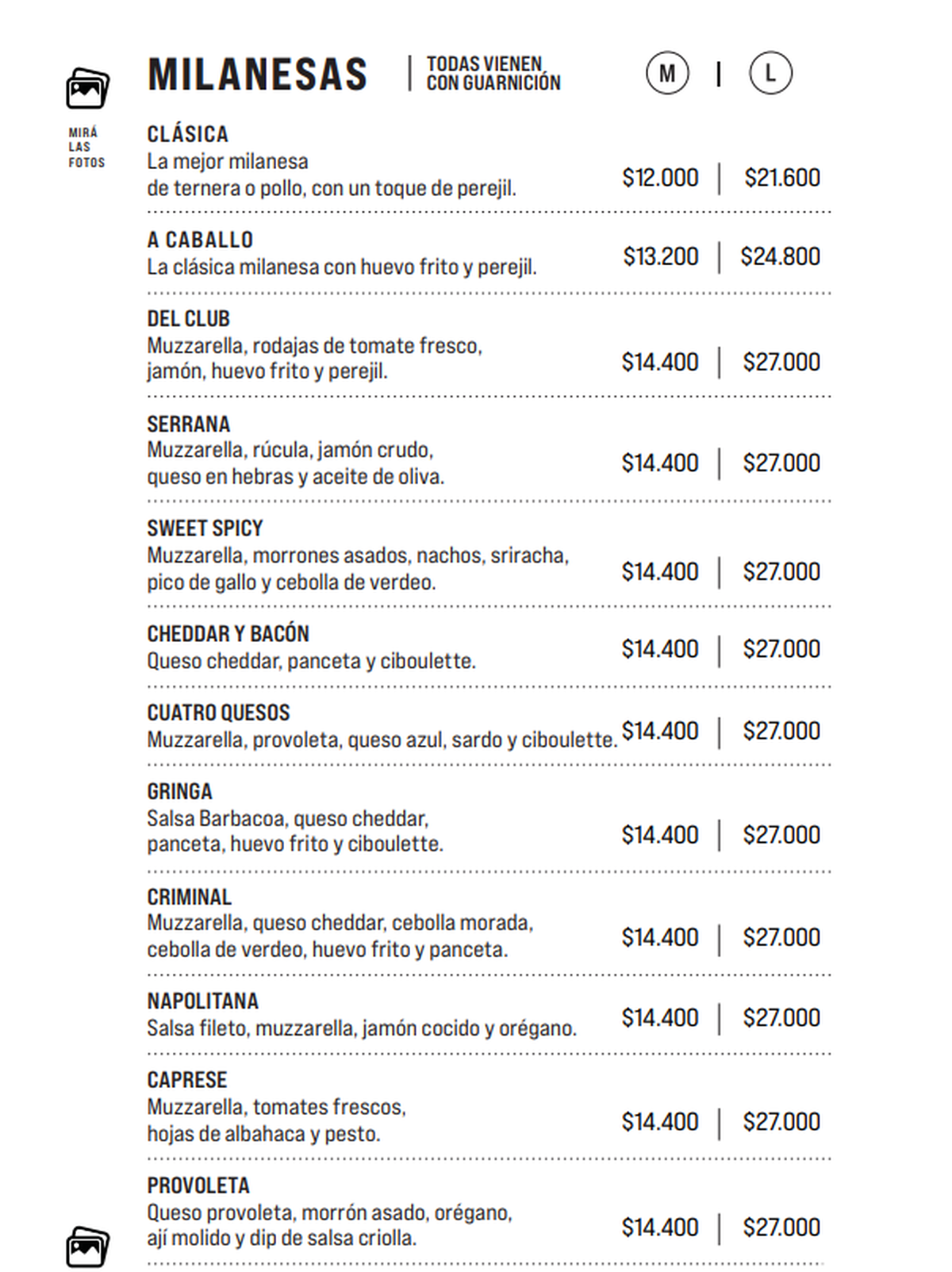 Cuánto cuesta una milanesa a caballo en mayo 2025 en El Club de la Milanesa