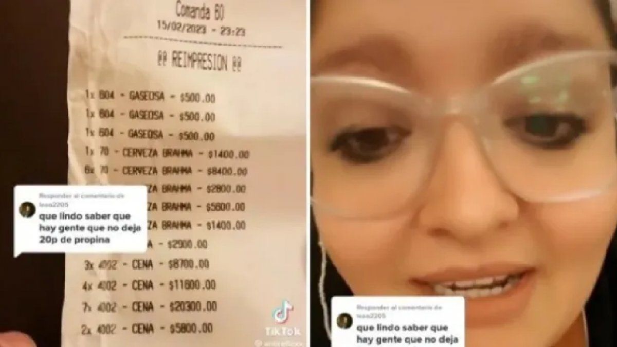 Gastaron más de $70 mil pesos y la moza se quejó de la propina: Me río ...