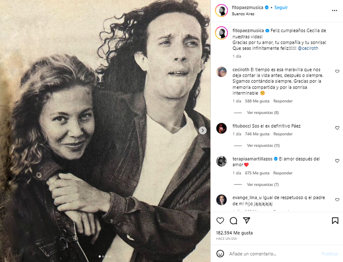 El conmovedor mensaje que Fito Páez le dedicó a Cecilia Roth: Gracias ...