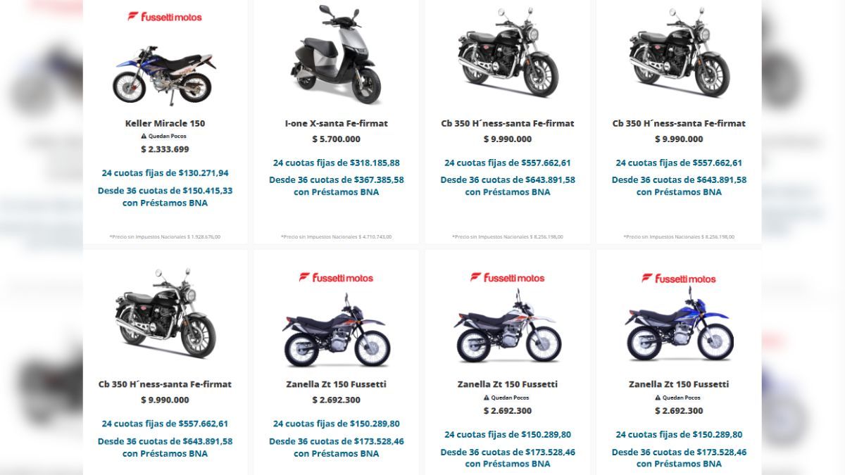 Un banco da la posibilidad de comprar motos en cuotas fijas y con un ...