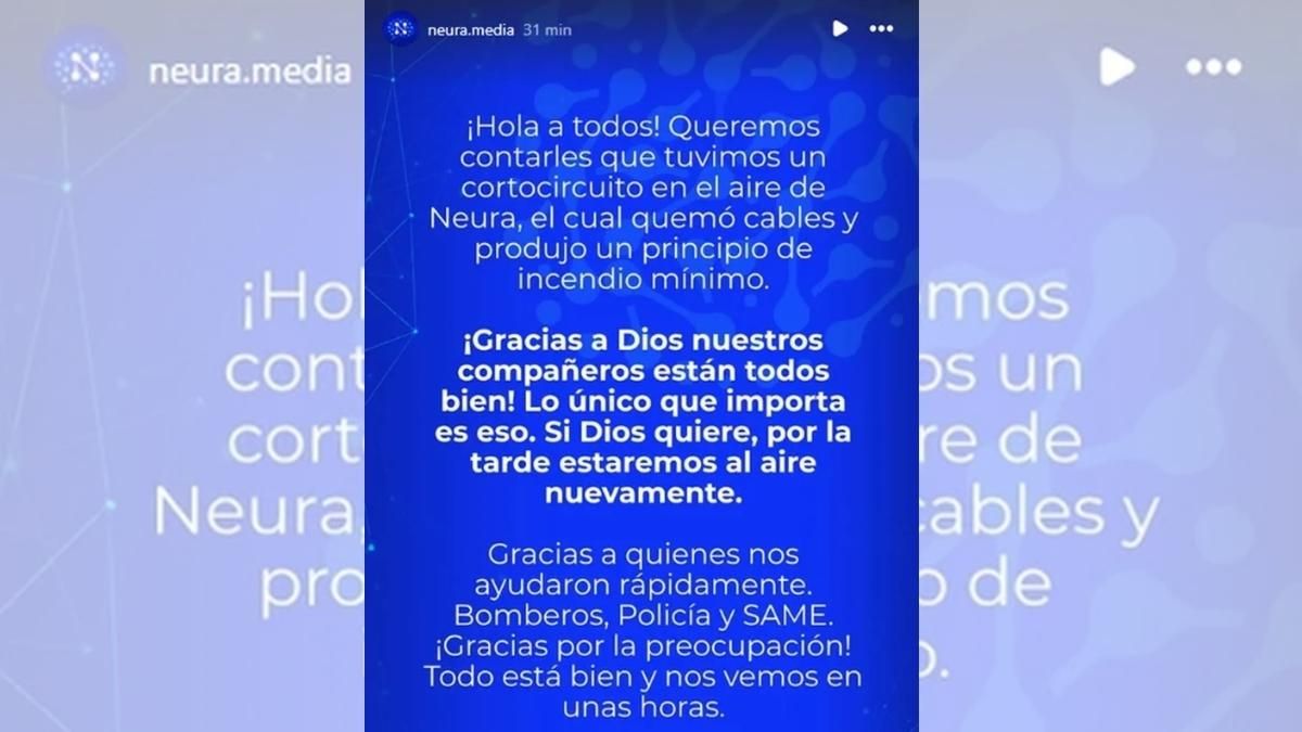 Un cortocircuito provocó un principio de incendio en los estudios de Neura Media