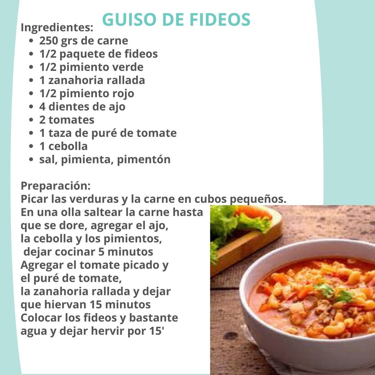 Guiso de fideos: la receta fácil y deliciosa para los días fríos