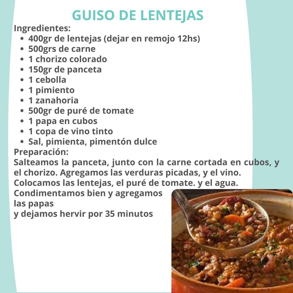 Guiso de lentejas: la receta fácil y rica para hacer con ingredientes ...