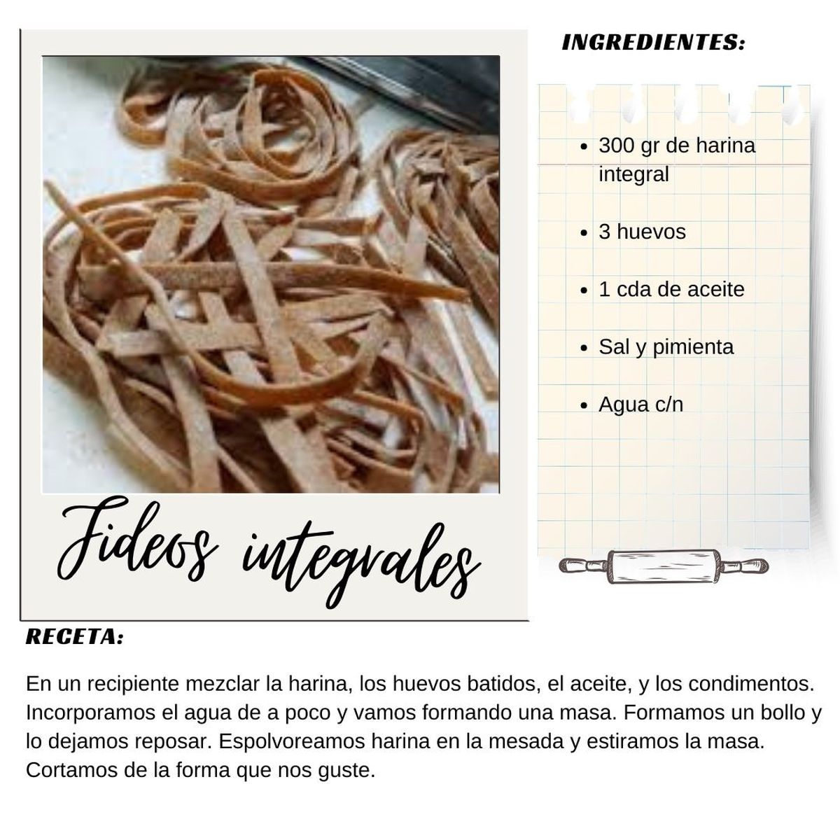 Fideos integrales caseros: una receta saludable y fácil para hacer en casa