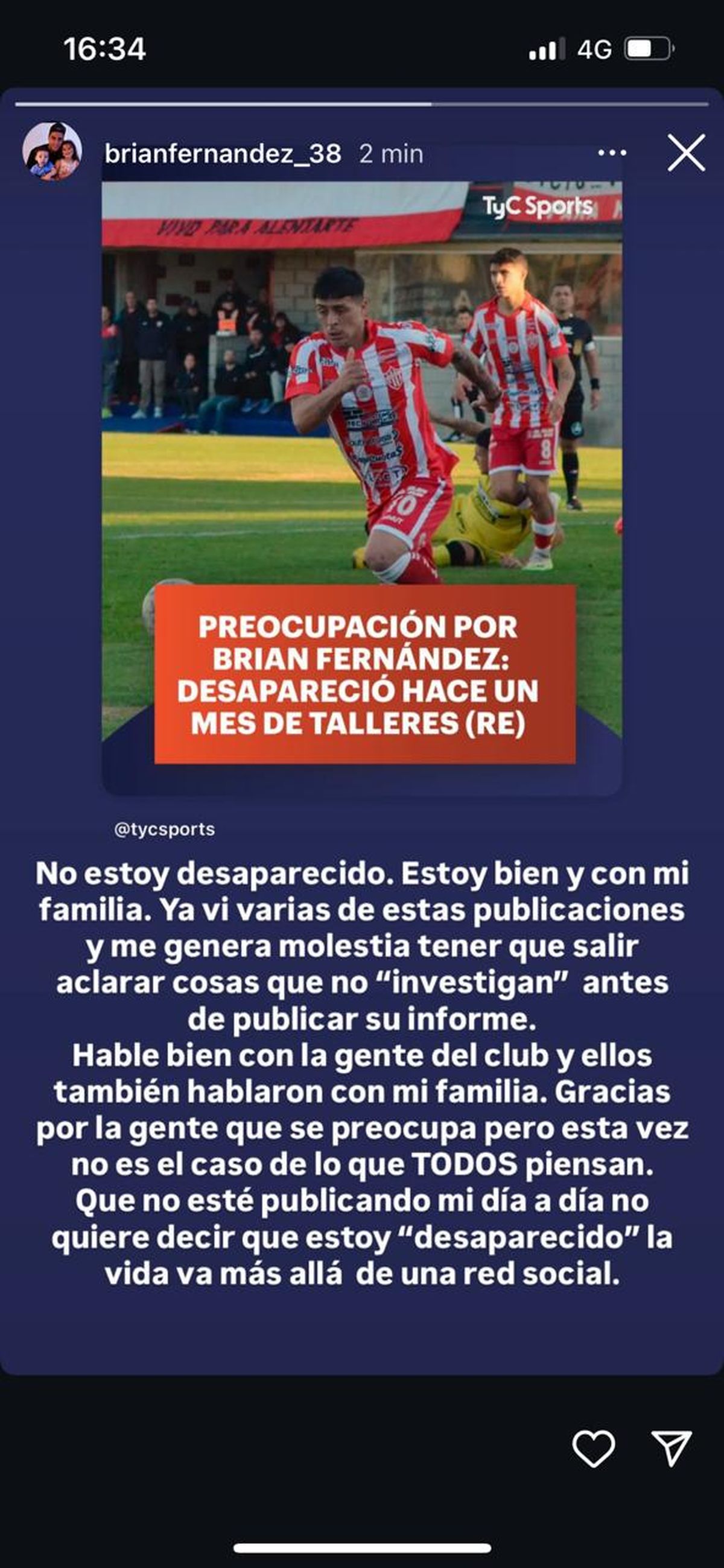 El comunicado de Brian Fernández tras sus rumores de desaparición: "Estoy bien y con mi familia"