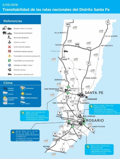 Mapa de la transitabilidad en la provincia