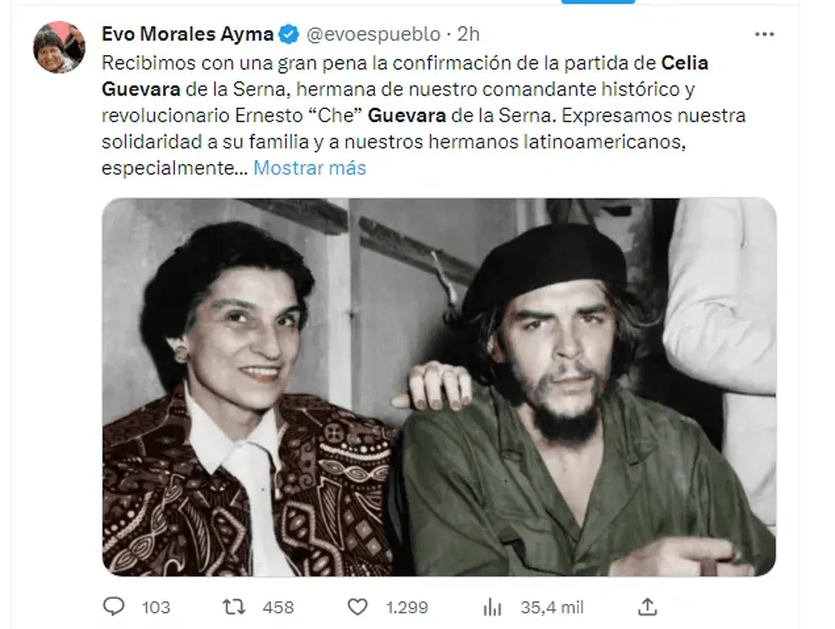 Murió Celia Guevara, hermana del Che, a los 93 años
