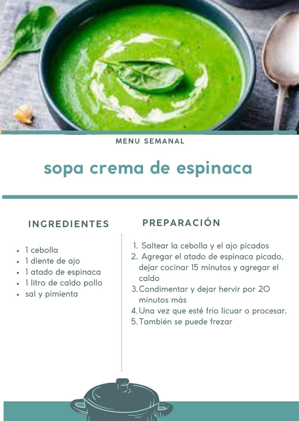 Sopa crema de espinaca súper fácil: la receta para hacerla con pocos ...