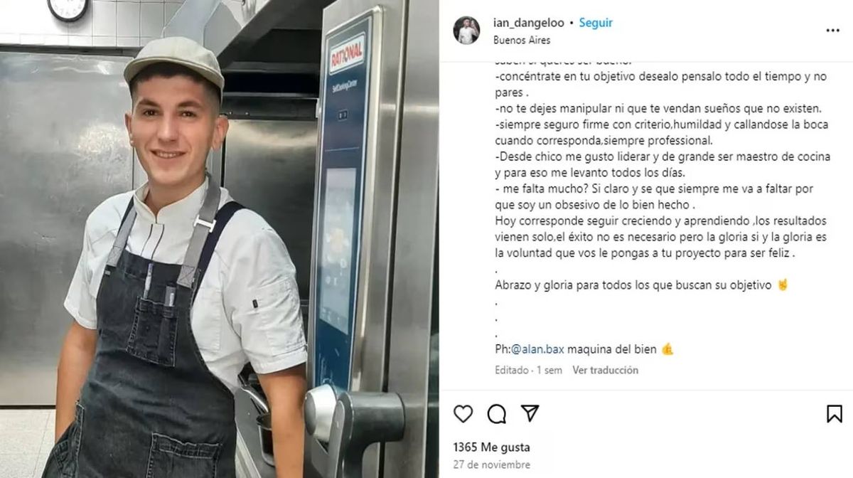 Así fue el último posteo del ex "El Gran Premio de la cocina" que fue ...